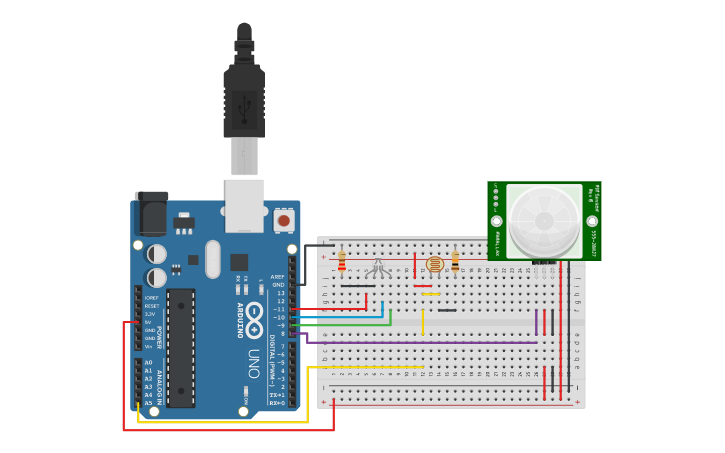 Circuit design LED Y SENSORES | Tinkercad