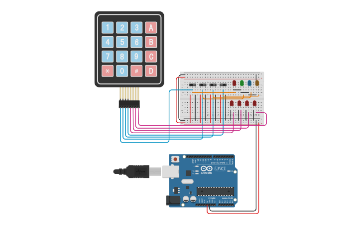 Circuit Design Keypad 4x4 Task1 Tinkercad