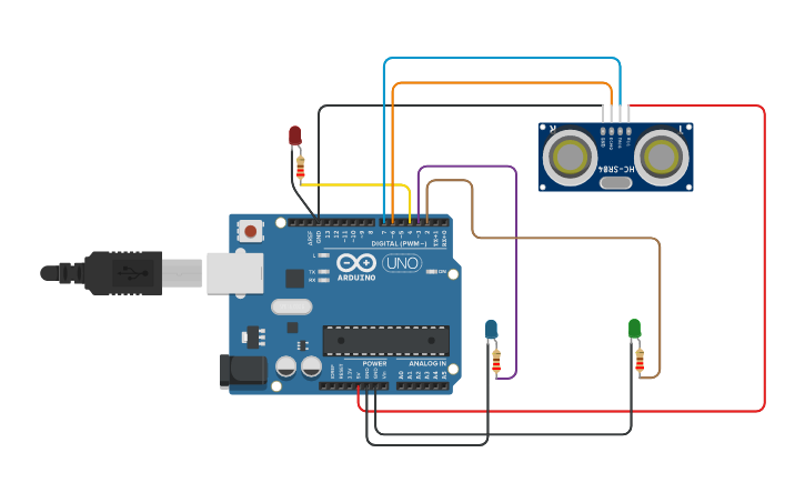 Circuit design SENSOR DE DISTANCIA | Tinkercad