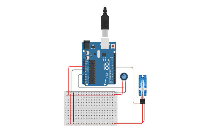Circuit design Modul Servo - Tinkercad Circuit design Modul Servo - Tinkercad