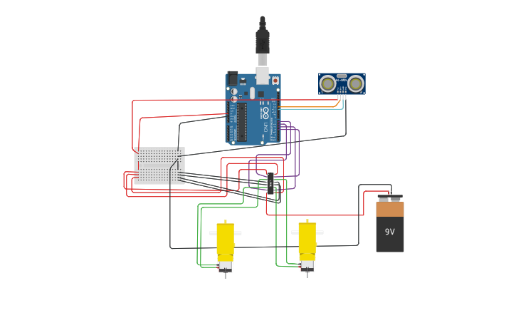 Circuit Design Obstacle Avoidance Robot Tinkercad