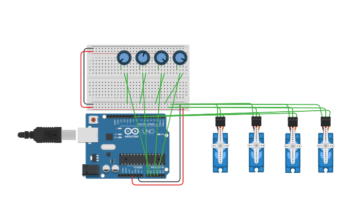 Circuit design control de servo | Tinkercad