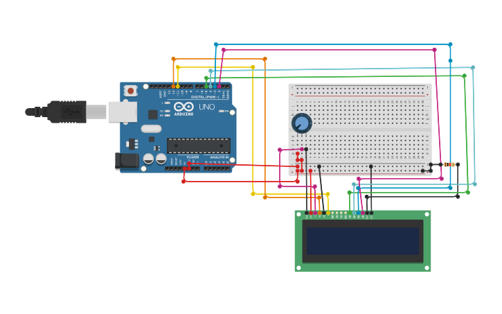 Circuit design 19b_LCD Display 1602 - Tinkercad