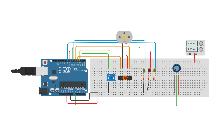 Circuit design comando motore dc | Tinkercad