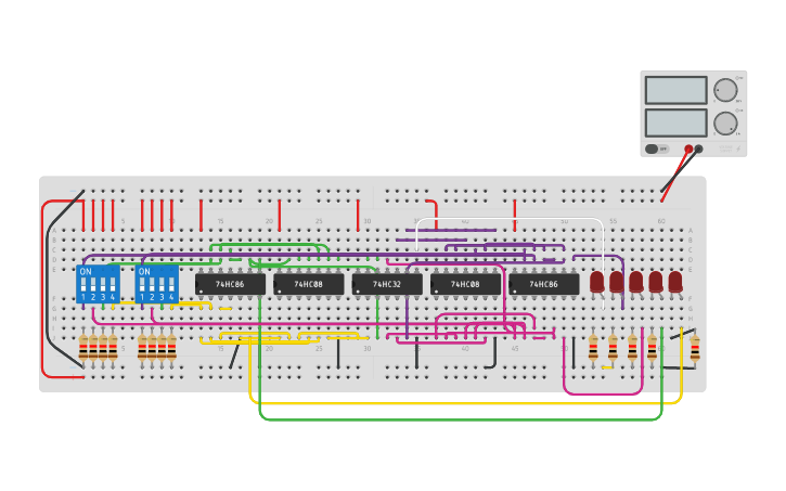 Circuit Design Sumador 4 Bits Tinkercad