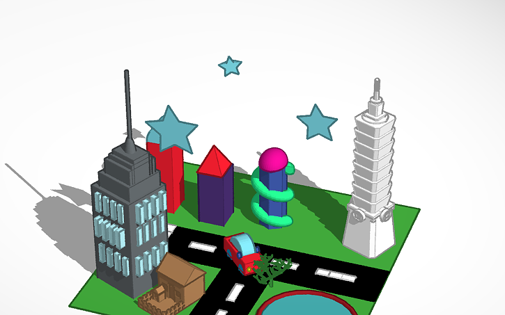 3D design Futurist city. - Tinkercad
