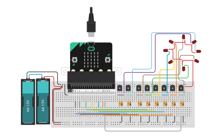 Circuit design Compass micro:bit leds - Tinkercad
