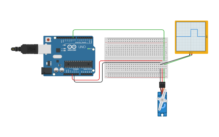 Circuit design Servo in Sweep Mode | Tinkercad