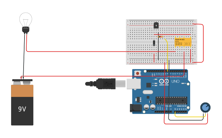 Circuit design Copy of Manejo de relé con arduino | Tinkercad