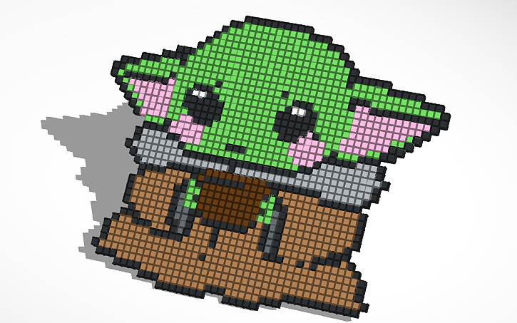 3D design BABY YODA (Grogu) Pixel art - Tinkercad
