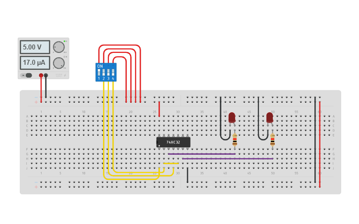 Circuit design 4:2 Encoder - Tinkercad