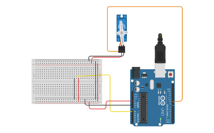 Circuit design Controlando Servo com Potenciômetro | Tinkercad