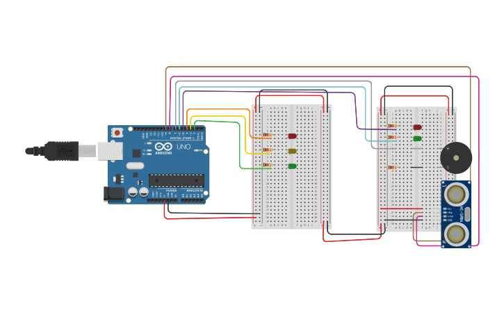 Circuit design SEMAFORO - PROJETO DE CASA - Tinkercad
