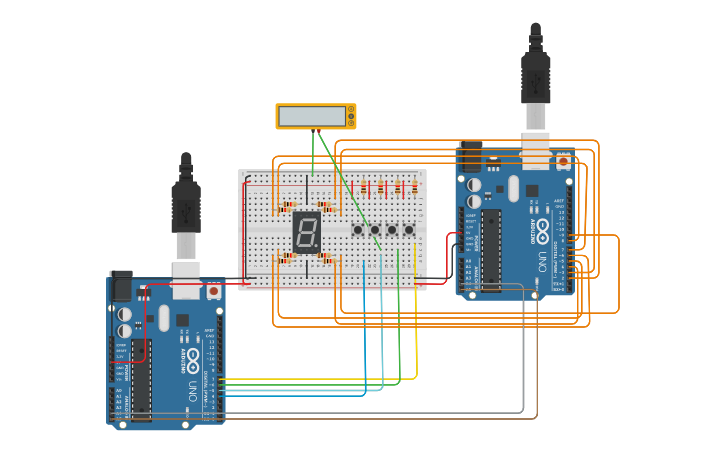 Circuit design 7.8.I2C ile slave numaratör - 2 | Tinkercad