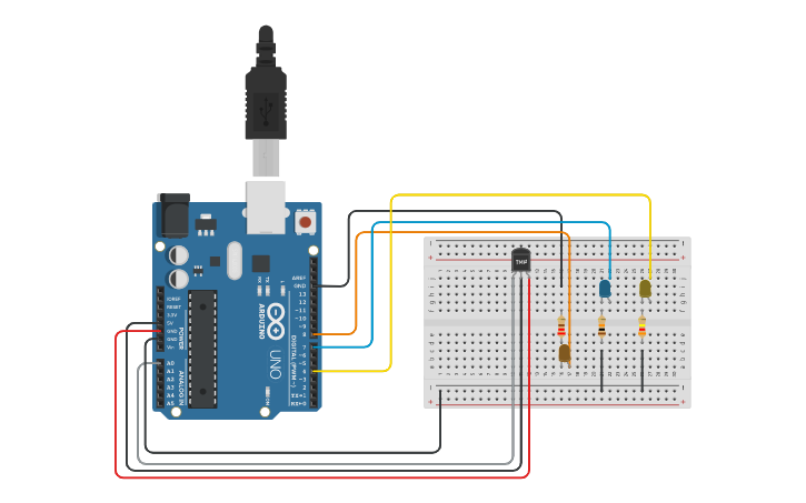 Circuit design SUSTITUTO DEL SENSOR DHT11 - Tinkercad