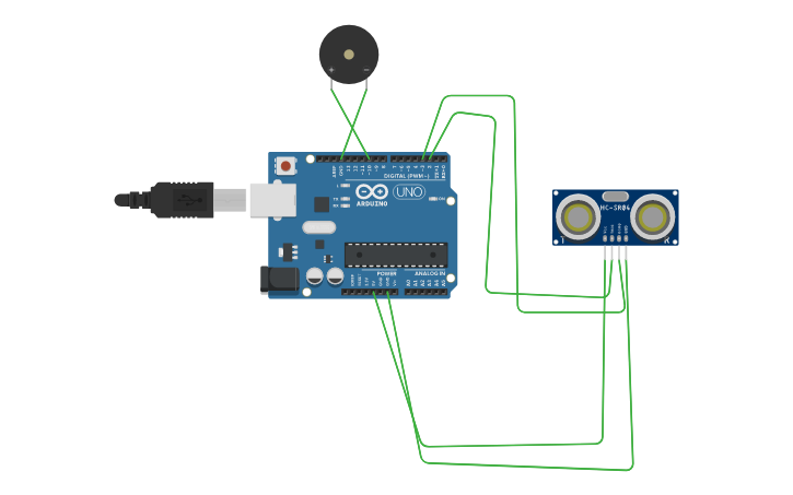 Circuit design ultrasonic sensor | Tinkercad