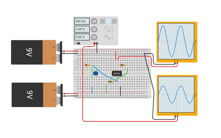 Circuit design Active Low pass filter Non-inverting amplifier - Tinkercad