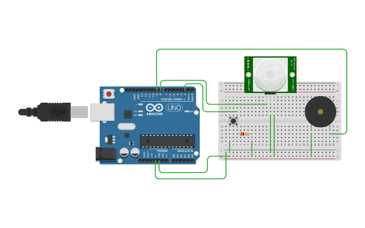 Circuit Design Movement Detection System Tinkercad