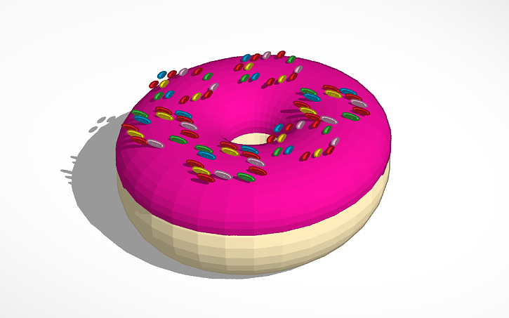 3D design Pink Frosted Sprinkled Donut | Tinkercad