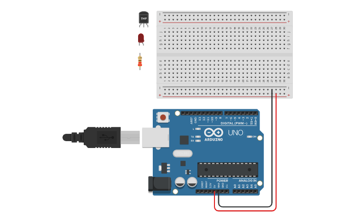Circuit design DIY Temperature Sensor (Blocks) - Tinkercad
