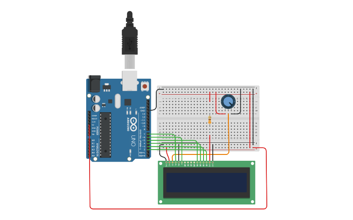 Circuit design Control LCD 16x2 | Tinkercad