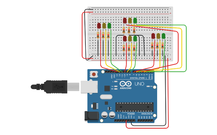 Circuit design Traffic Light Controller | Tinkercad
