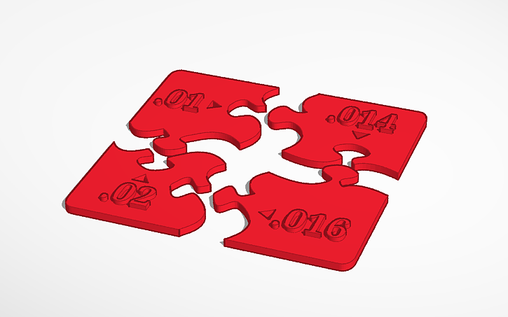 3D design Print Tolerance Test For Puzzles In Inches - Tinkercad
