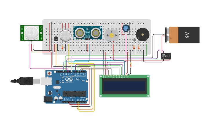 Circuit design Hotel Room control - Tinkercad