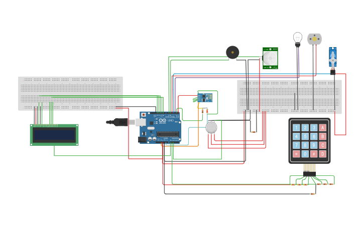 Circuit design Home security/Automation system - Tinkercad