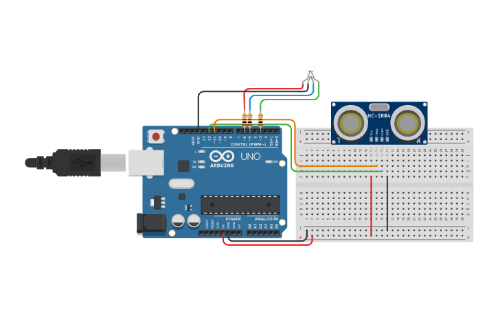 Circuit design Pendeteksi Objek with Ultrasonic sensor - Tinkercad Circuit design Pendeteksi Objek with Ultrasonic sensor - Tinkercad