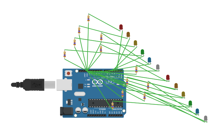 Circuit design LED Lights - Tinkercad