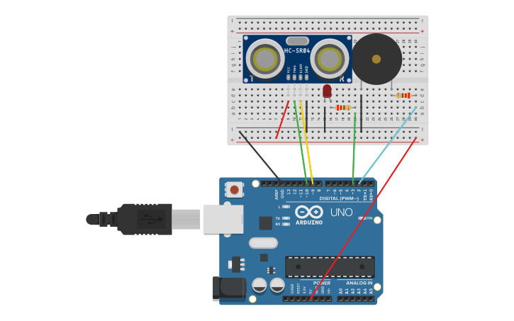 Circuit design Medidor de distancia con sensor ultrasónico Arduino ...