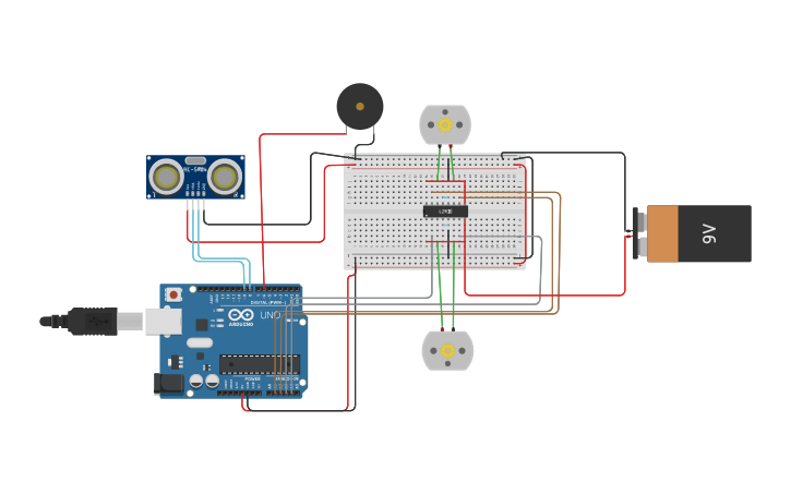 Circuit design Sensor Proximidad, De un Auto - Tinkercad