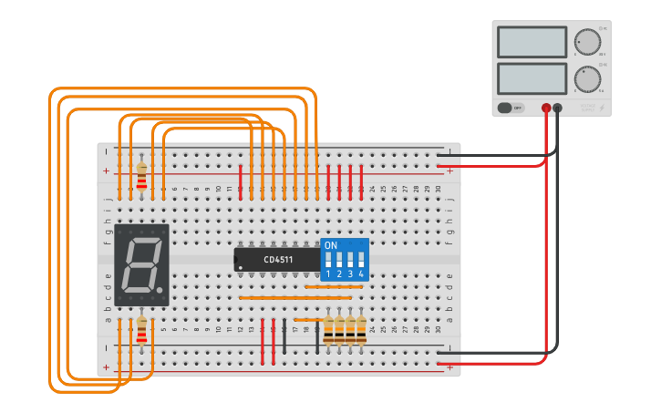 Circuit design 7 Segment Display Codifier - Tinkercad