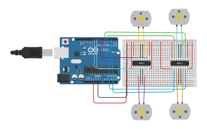 Circuit Design Bluetooth Controlled Car Tinkercad
