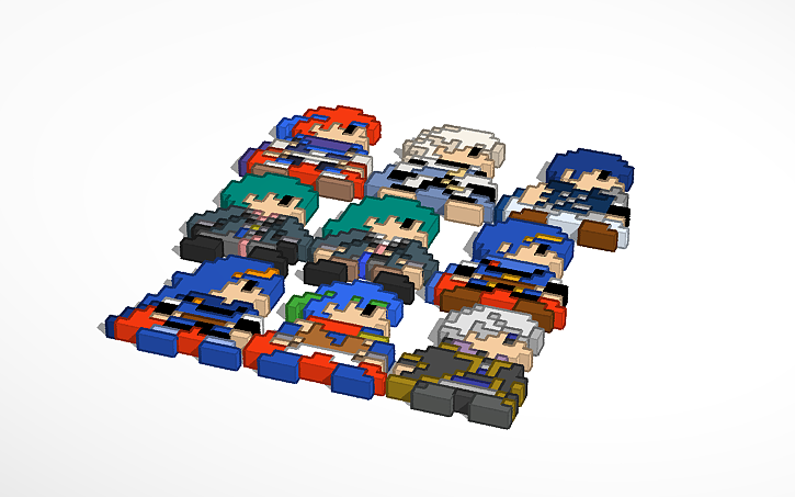 3D design 8-Bit Fire Emblem Characters - Tinkercad