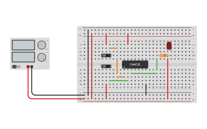 Circuit design Porte logiche OR - Tinkercad