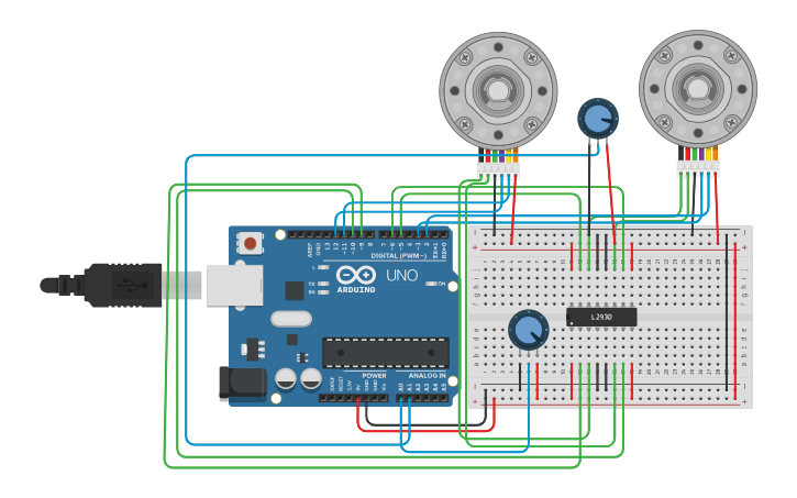Circuit design Differential drive - Tinkercad