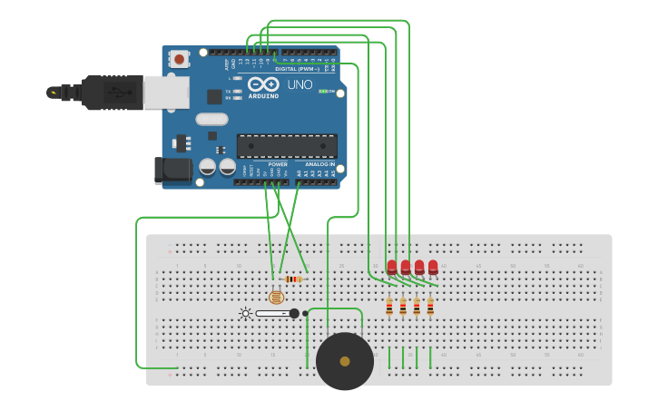 Circuit Design Fotoresistencia Tinkercad