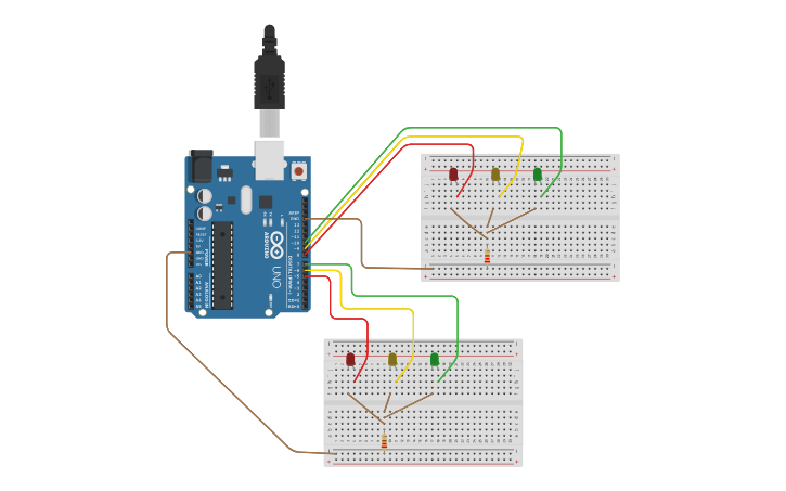 Circuit design ikili trafik lambası 2.0 versiyon - Tinkercad