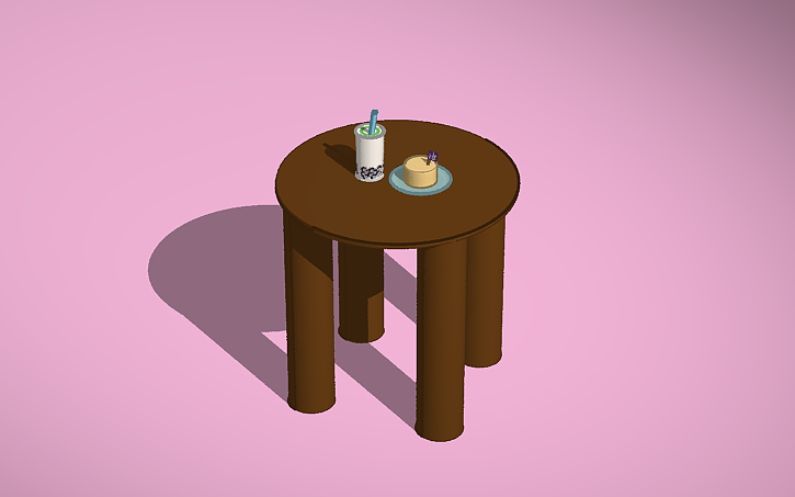 3D design Almond Boba and mini cheesecake - Tinkercad