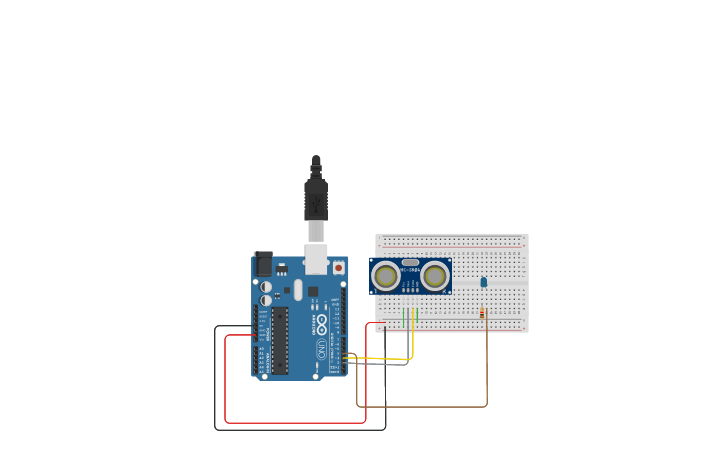 Circuit Design Ultrasonic Sensor Tinkercad