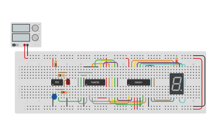 Circuit design Contador Digital 0 al 9 - Tinkercad