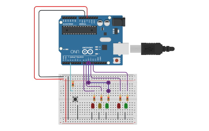 Circuit design Semáforo - Tinkercad