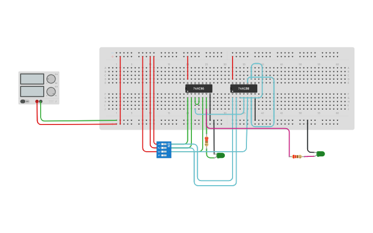 Circuit design FULL ADDER USING XOR AND NAND GATE - Tinkercad