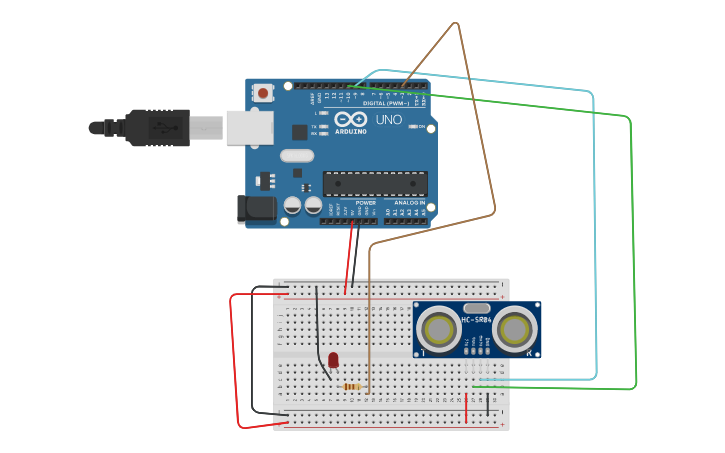 Circuit design Copy of SENSOR ULTRASONIDO - Tinkercad