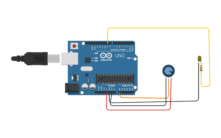 Circuit design Potentiometre - Tinkercad