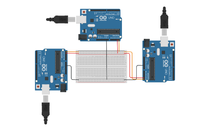 Circuit design I2C Assignment ReceiveFromSlave | Tinkercad