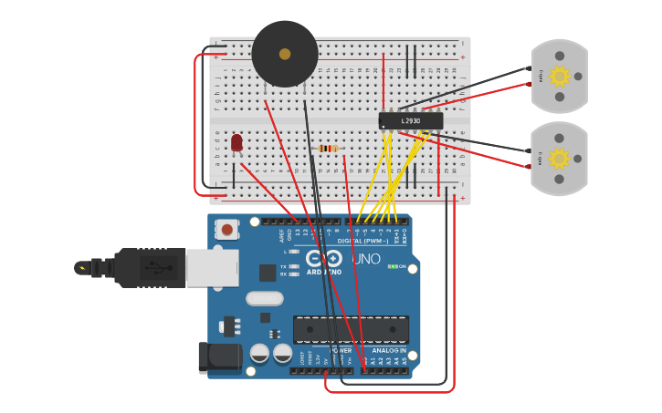 Circuit design Sentry Bot - Tinkercad