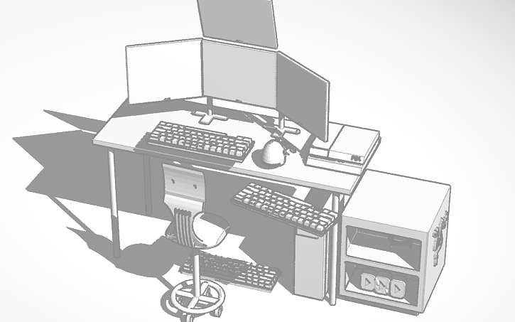 3D design Gaming computer setup - Tinkercad